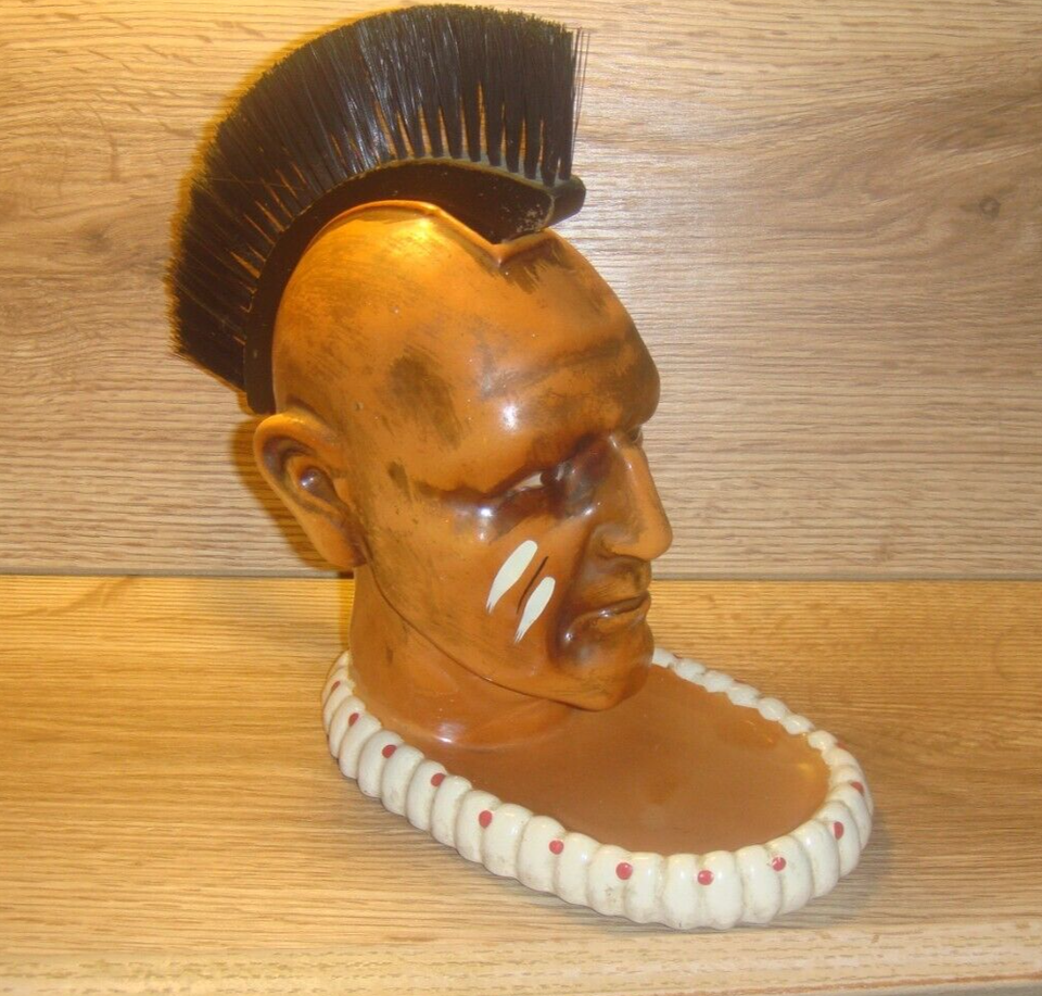 VTG Native American Indian Head Bust Ceramic Tray Mohawk design ...