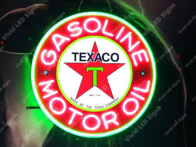 Texaco Gasoline Motor Oil Gas Fuel Vivid LED Neon Sign Light Lamp With ...