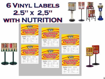 6 Product CANDY VENDING MACHINE STICKERS LABELS NUTRITION QUICK & FREE ...