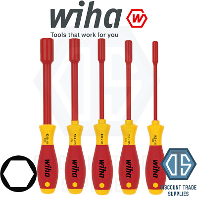Wiha 5 Piece Driver Set 5.5 7 8 10 13 VDE Hex Nut Driver Insulated ...