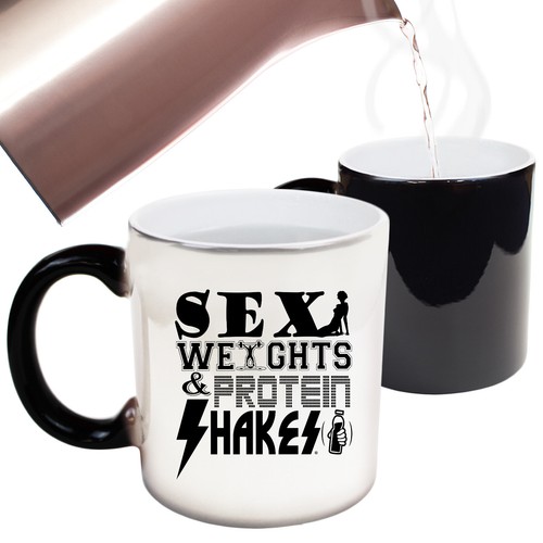 Gym Sex Weights Protein Shakes D2 Funny Mugs Colour Changing Mug Gift ...