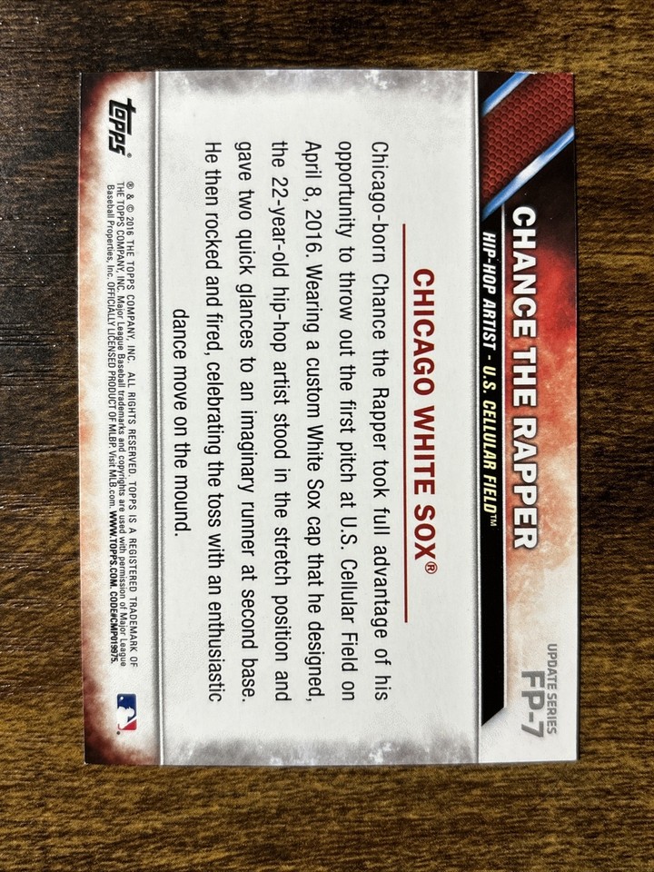 2016 Topps Update First Pitch Chance The Rapper #7 | eBay