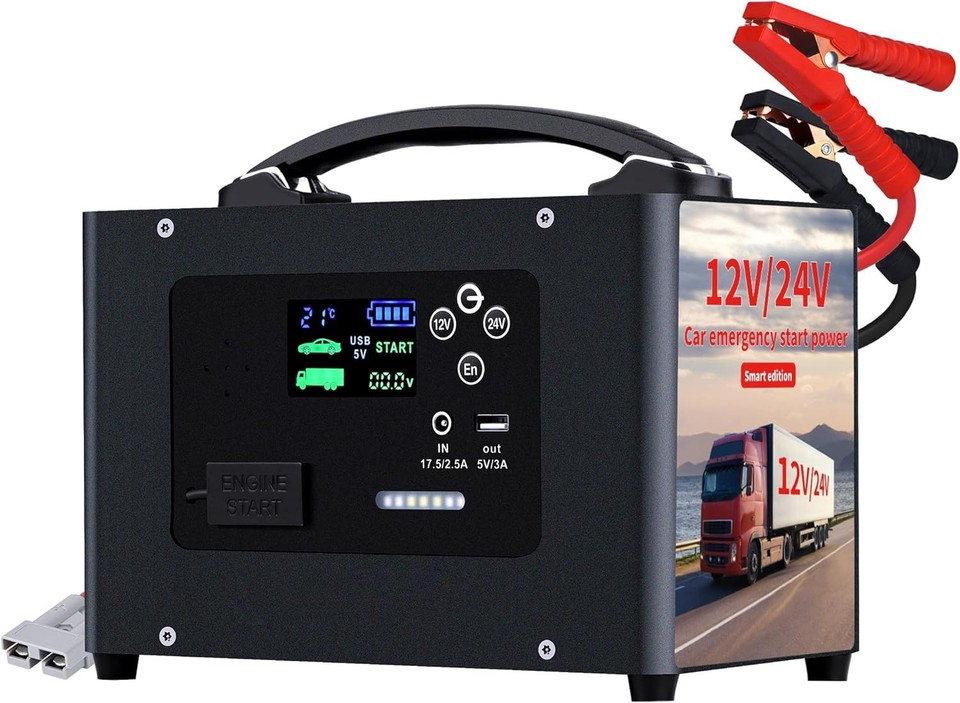 10000A 24V Truck Jump Starter 155Wh Portable Heavy Duty Battery Booster ...