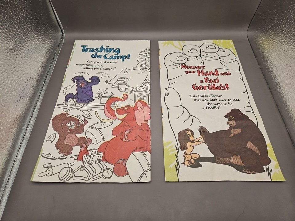 (2) 1999 Disney Tarzan Happy Meal Bag Complete Set Unused Flat Ephemera ...