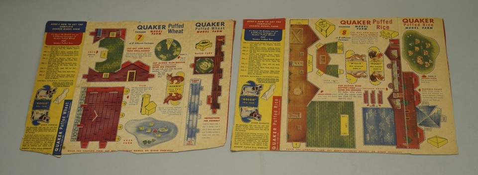 CIRCA 1950S QUAKER CEREAL PREMIUM MODEL FARM CEREAL BOX PANELS SET OF 8 ...