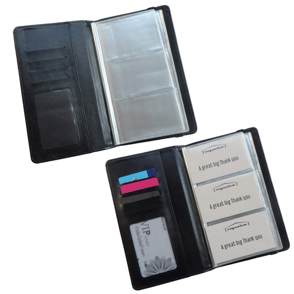 PU Leather Business Card Book Organizer Journal Name Card Book Holder ...