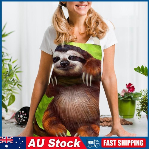 Printed Linen Apron Sloth Waterproof Kitchen Bibs Oilproof Pinafore ...