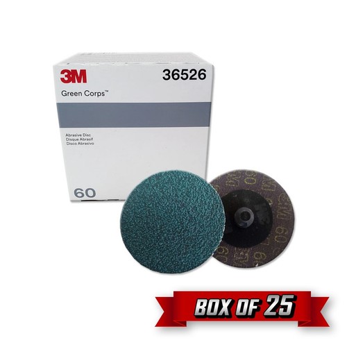 3M 36526 | Green Corps Roloc Disc, TR, 2.000" x 60 Grit (Replaces 01397 ...