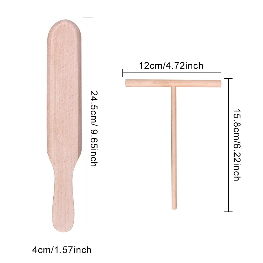 Pancake Tool Home Galettes Kitchen T Shaped Wooden Crepe Spreader Set ...