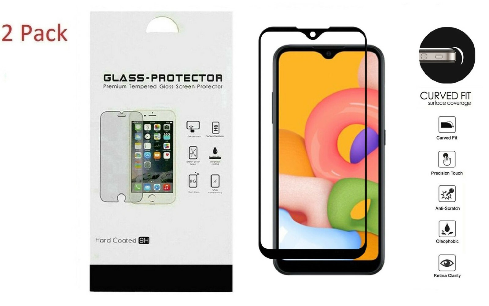 For Samsung Galaxy A01 S111DL SM-A015 (5.7") 2x Tempered Glass Screen ...