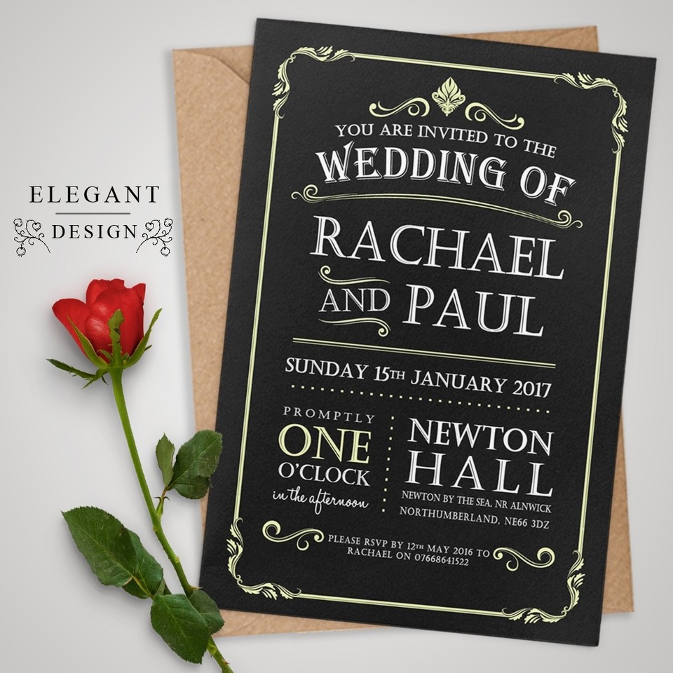 Personalised Wedding Day / Evening Invitations with Envelopes (W1 ...