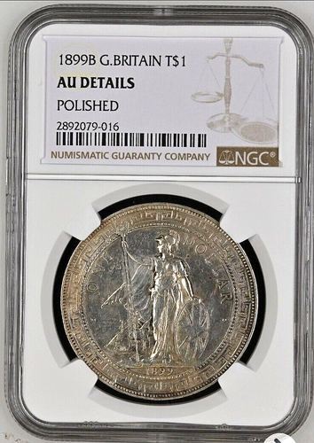 1899-B GREAT BRITAIN Trade Dollar Silver Coin Bombay Queen Victoria NGC ...