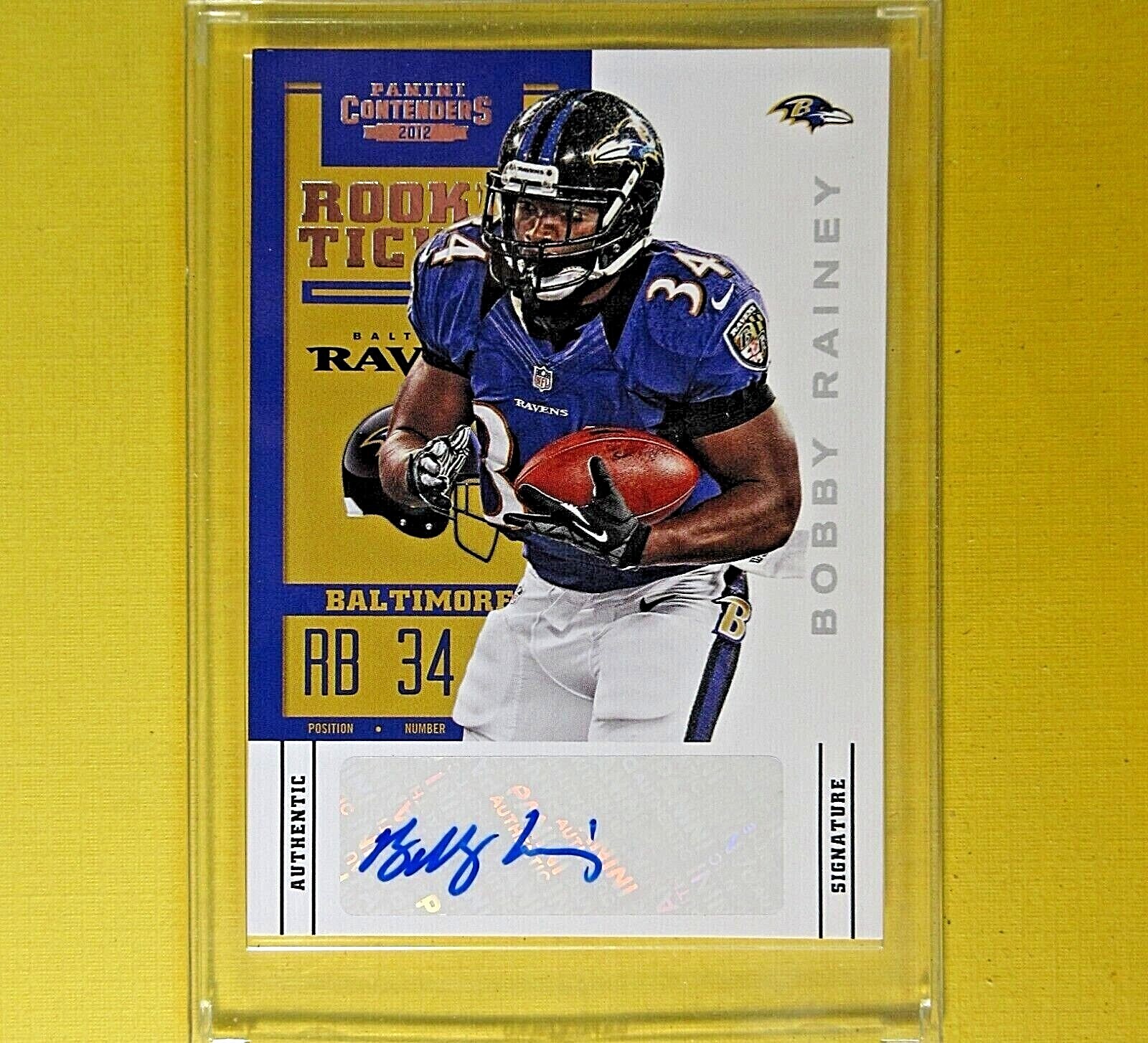 BOBBY RAINEY 2012 ROOKIE AUTO. Panini Contenders #106 Baltimore Ravens ...