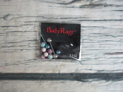 Body Rage 14G stainless posts pink, blue, purple white multi color ...