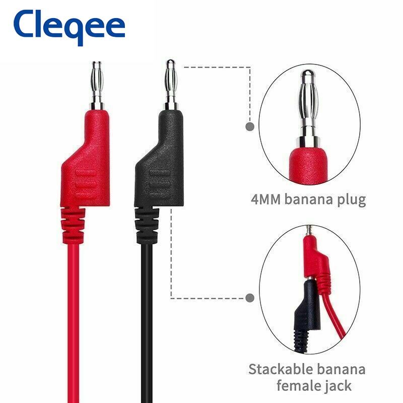 5PCS 4mm Stackable Banana Plug to Test Hook Clip Test Leads Alligator ...