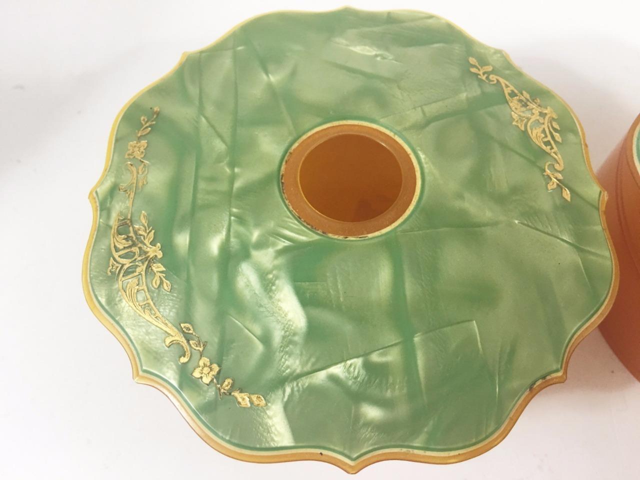 Dresser Set Art Deco Vtg 2 pc Celluloid Powder Box & Hair Receiver ...