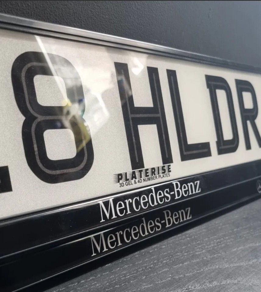 SET OF x2 MERCEDES BENZ Number Plate Surrounds Holders Frames For Any ...