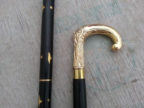 Vintage Brass Handle Victorian Designer Shaft Canes W… - Gem