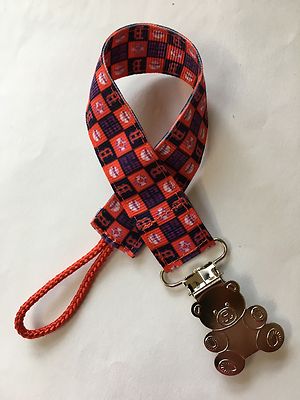 Handmade Pacifier holder clip, strap decorated with Boston Red Sox ...