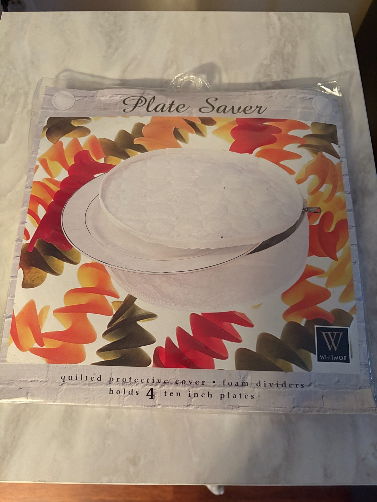 Whitmor Quilted Plate Saver Case Holds 4 Ten Inch Plates- WHITE- READ ...