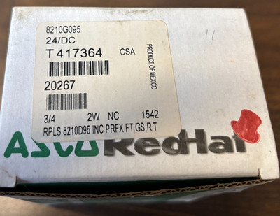 8210G095 24V Asco RED HAT Solenoid Valve 2-way 3/4" NPT NClosed 8210D95 ...