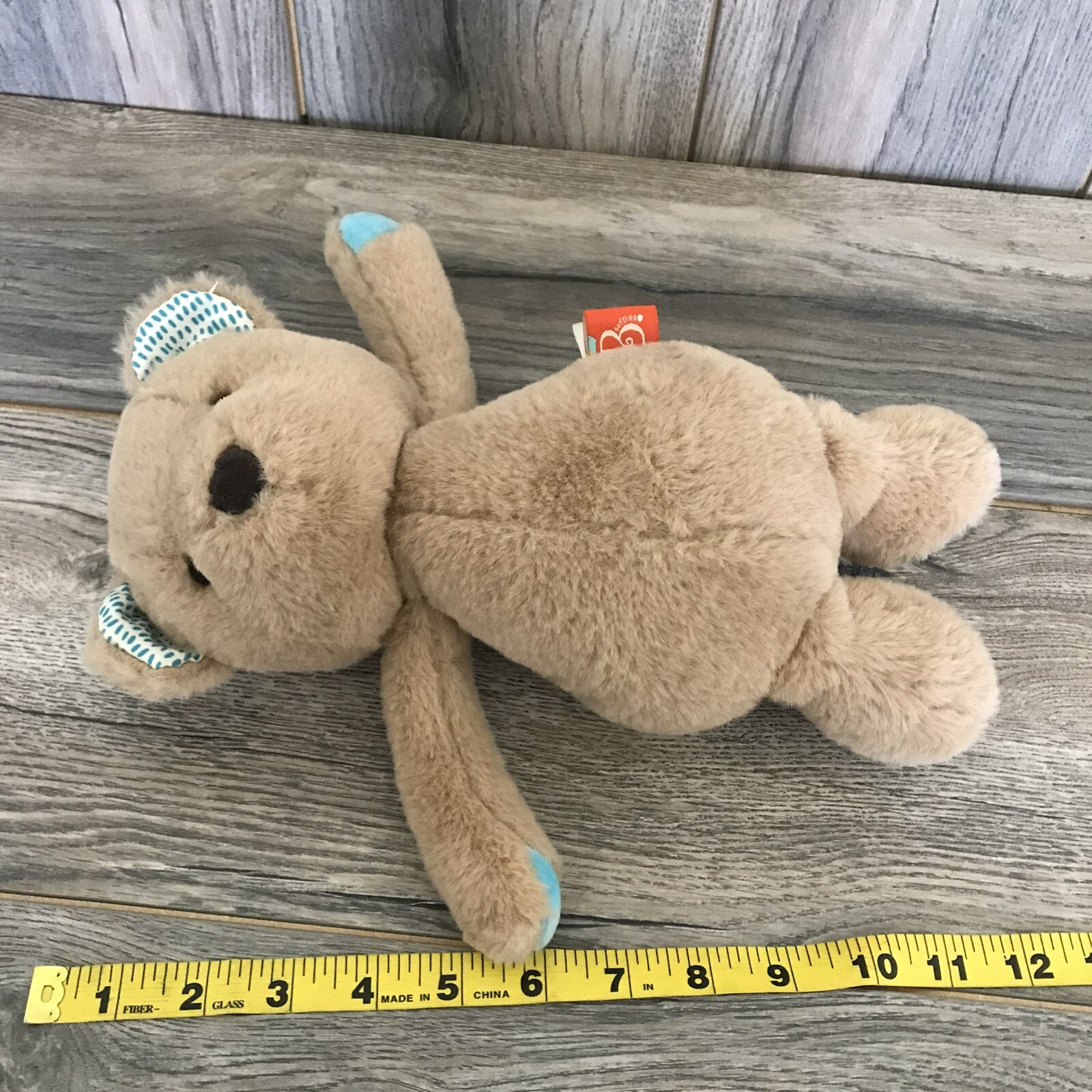 B SOFTIES Brown Beige Plush 12” Bear Turquoise Ears Paws Feet Dots 2019 ...