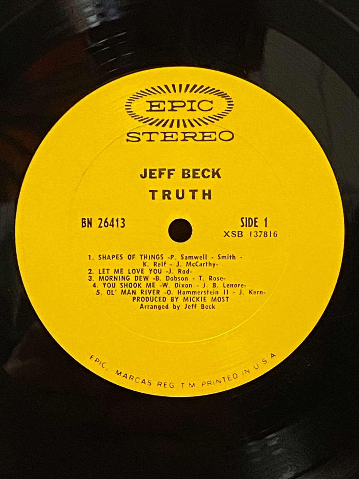 Jeff Beck Truth - Beck - Stewart - Full Band Autograph 12" Vinyl LP 33 ...