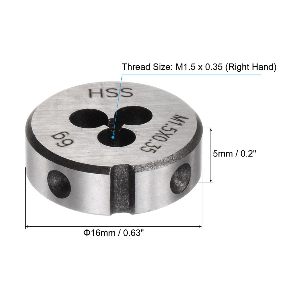 Round Threading Die Metric M1.5 x 0.35 Thread High Speed Steel Screw ...