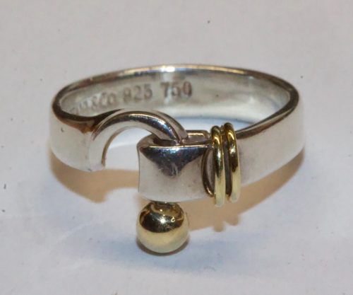Tiffany & Co. 18K Gold & Silver Hook & Eye Ring (SIZE 6) | eBay