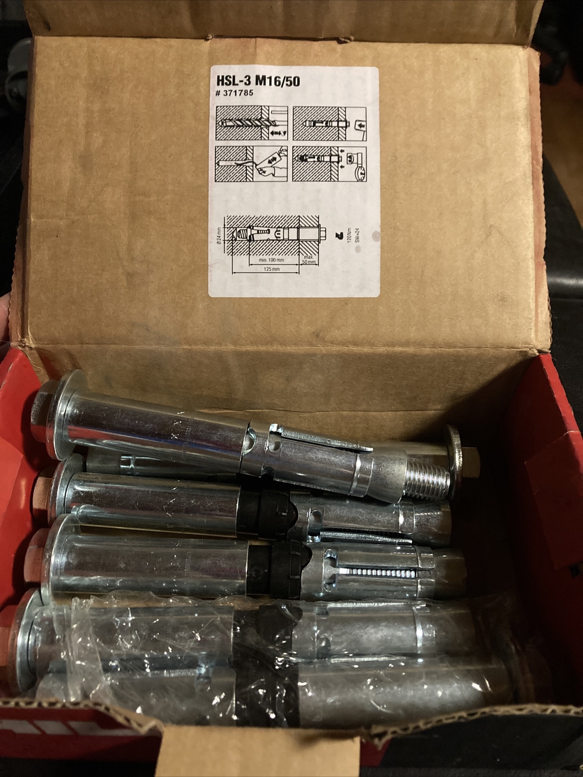 HIlti 371785 Heavy duty exp anchor HSL-3 M16/50 anchor systems, pack of ...