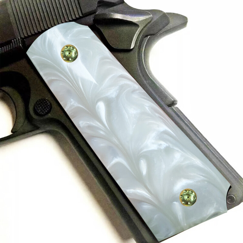 1911 GUN GRIPS FULL SIZE COLT & CLONES Mother of Pearl W/ Gold Screws ...