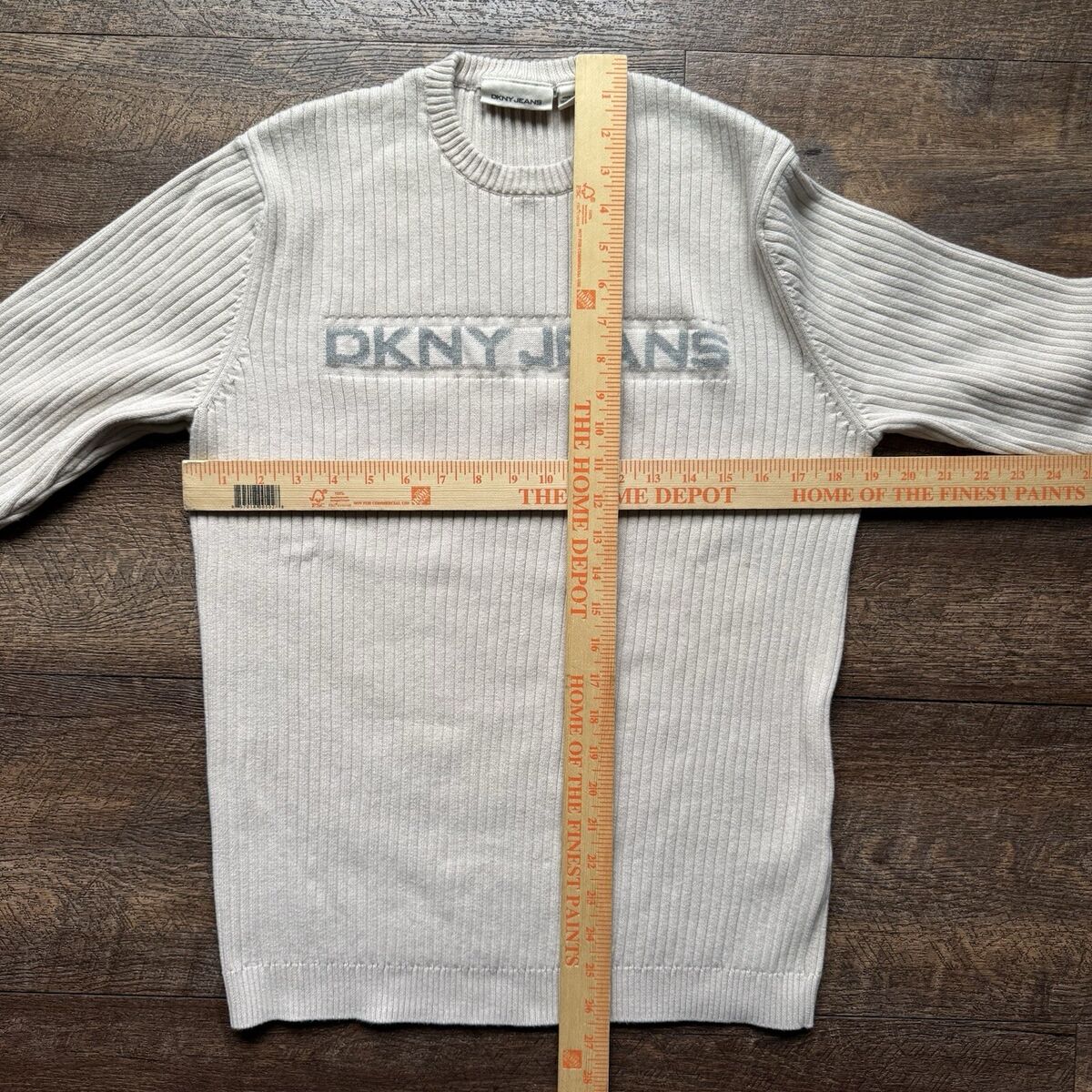 Vintage Womens Medium Cream DKNY Jeans Pullover Winter Indie Vintage Womens Medium Cream DKNY Jeans Pullover Winter Indie