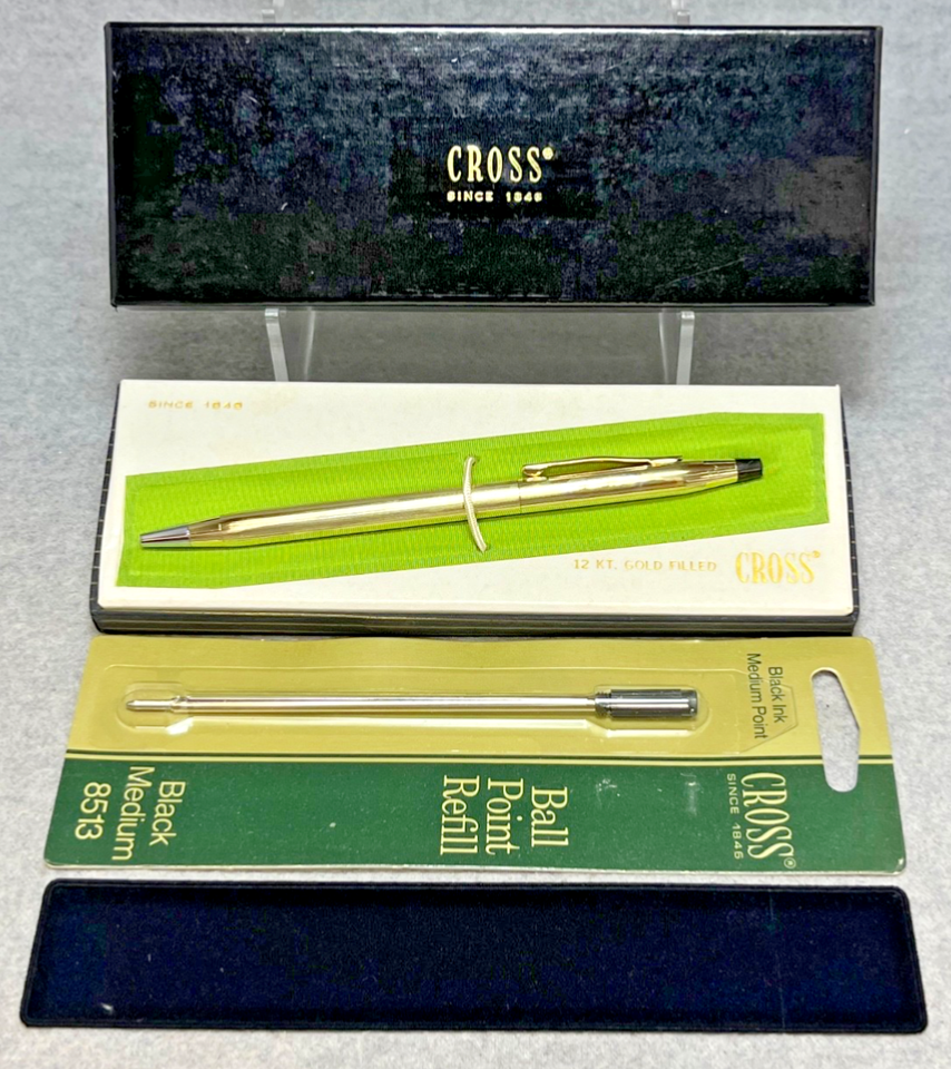 Vintage Cross 1/20 12K Gold Filled Ballpoint Pen in Box Blue Ink ...
