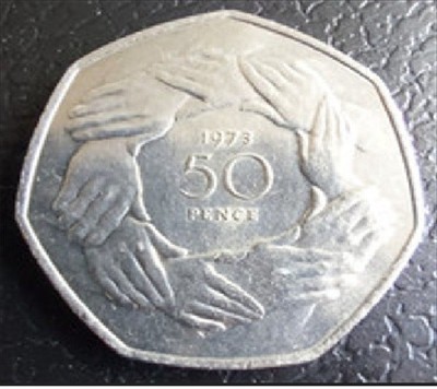 1973 50P Fifty Pence Old Style Coin EEC Ring Of Hands Rare UNC ...