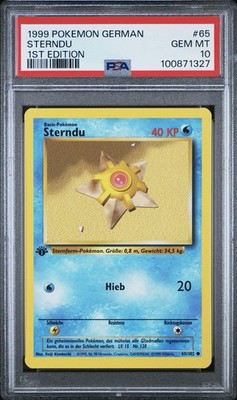 1999 Pokemon GERMAN 1st Edition Base Set Sterndu-Staryu 65/102 PSA 10 ...
