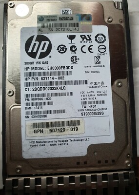 HP 300GB 15K SAS SFF HD 627114-002 507129-019 EH0300FBQDD ST9300653SS ...