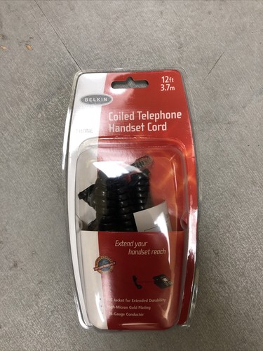 BRAND NEW BELKIN Black Modular Phone Coil Cord Telephone Handset Cable ...