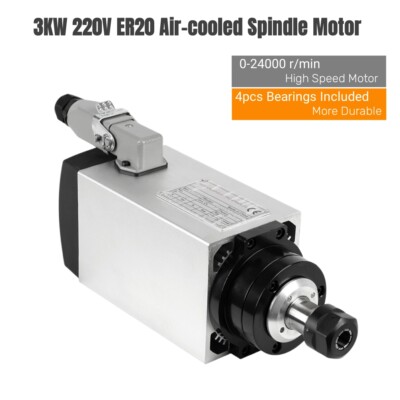 3KW ER20 Air Cooled Square Spindle Motor 220V CNC Engraving Router ...