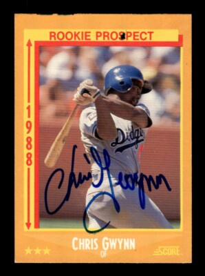 CHRIS GWYNN SIGNED 1988 SCORE BASEBALL #640 RC LOS ANGELES DODGERS ON ...