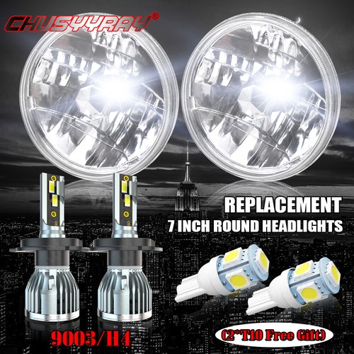 Pair 7 inch LED Round Headlights HI/LO Beam H4 bulbs For Freightliner ...