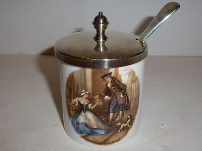 Caverswall England Jam Jar with Lid/Spoon,18th Century Scenes-Fruit ...