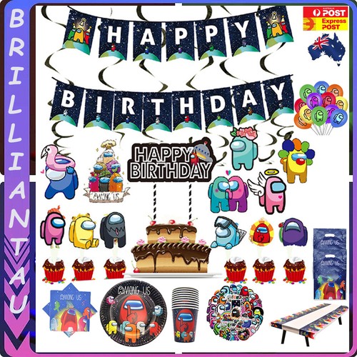 Among-Us Birthday Party Supplies Decorations Game Set Birthday Banner ...