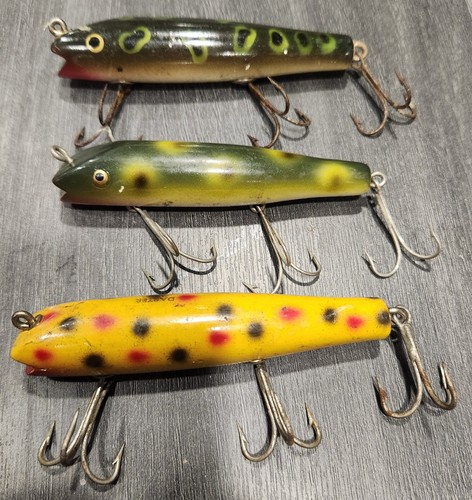 3 Vintage Creek Chub Darter Fishing Lures Frog Yellow Dots | eBay