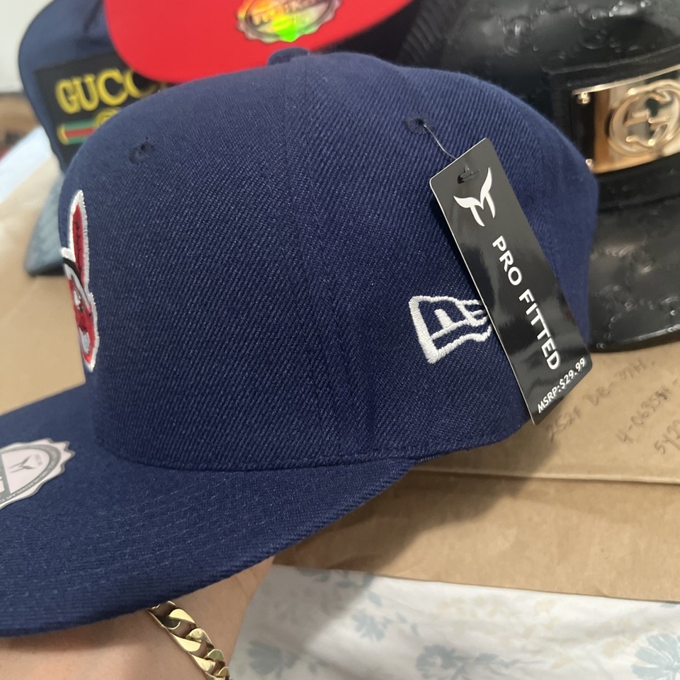 Cleveland Indians Chief Wahoo Throwback Logo Blue Baseball Cap Hat ...