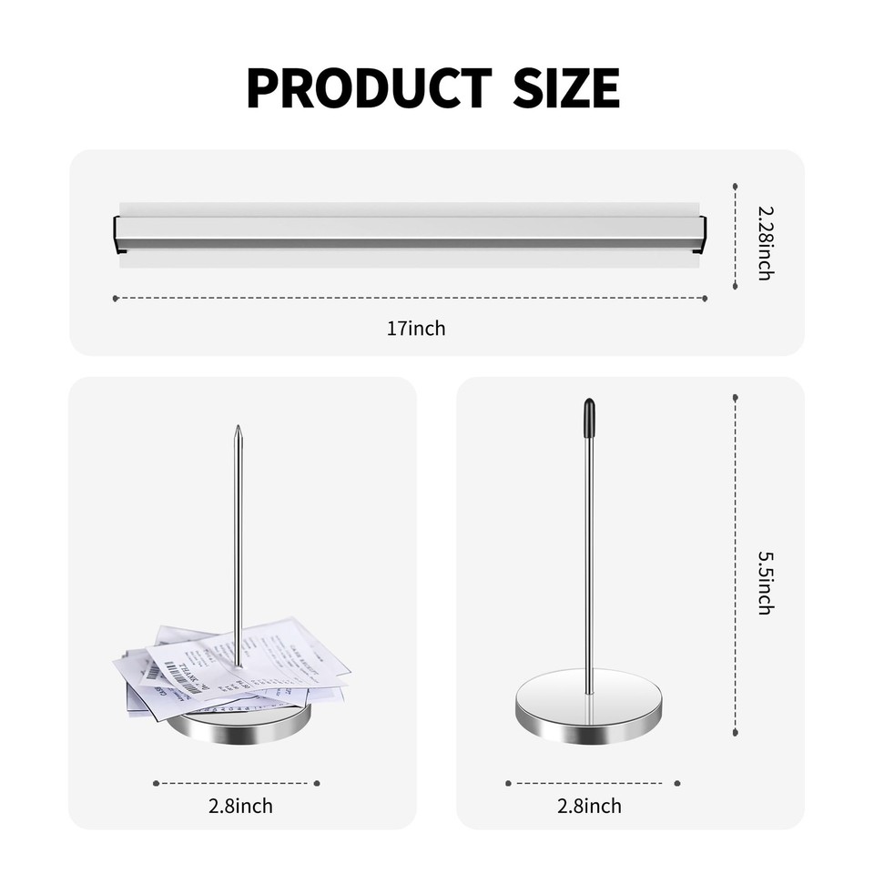 17 Inch Aluminum Ticket Holder Rail with 2 Receipt Stabbers for ...