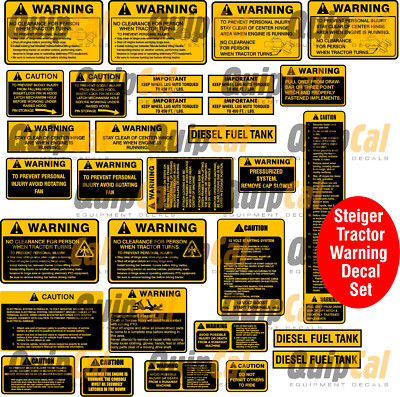 Steiger Tractor Warning & Safety Decal Set. Tractor Safety Decals. | eBay