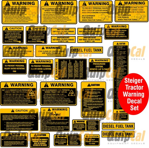 Steiger Tractor Warning & Safety Decal Set. Tractor Safety Decals. | eBay