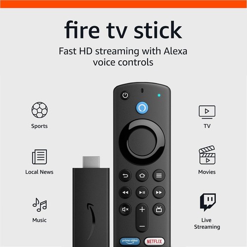 Amazon Fire 3rd Gen TV Stick Black Alexa Voice Remote with TV controls ...