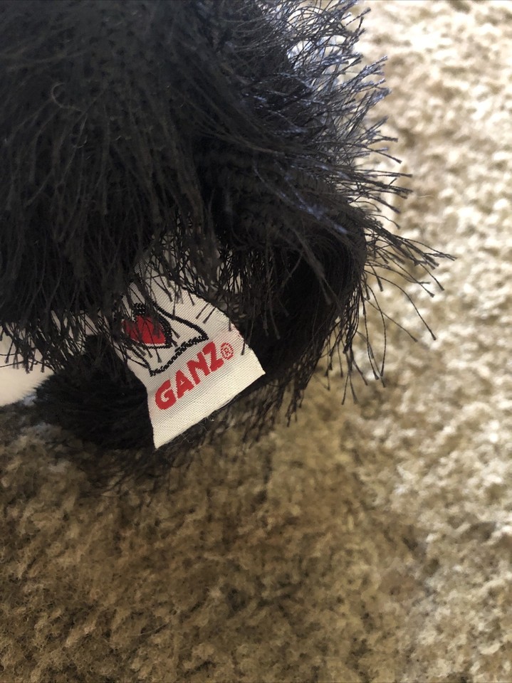 Ganz Webkinz Cat Plush Black White 8" Shaggy Stuffed Animal HM016 Toy ...