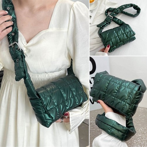 Warm Quilted Tote Bag Underarm Bags Puffy Handbags Plaid Shoulder Bags 743186644087 | eBay Australia